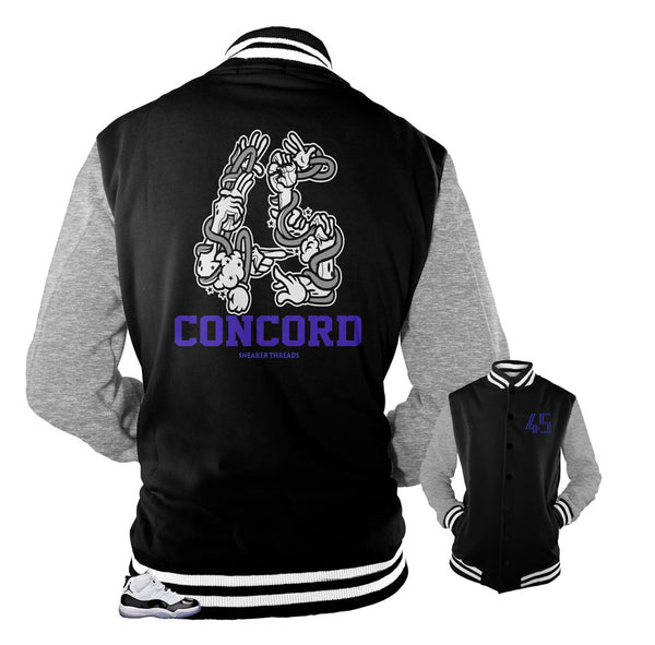 Retro 11 concord varsity jackets match retro 11 shoes.