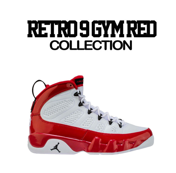 retro white Jordan tees match the Jordan gym red 9s sneaker collection